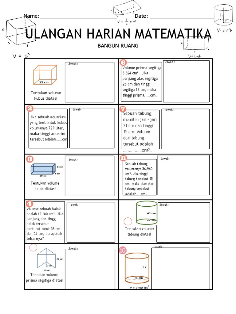 Ulangan Harian Bangun Ruang (1) | PDF