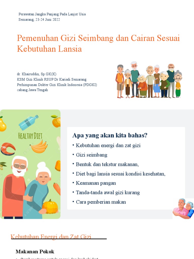 Pemenuhan Gizi Seimbang Dan Cairan Pada Lansia | PDF
