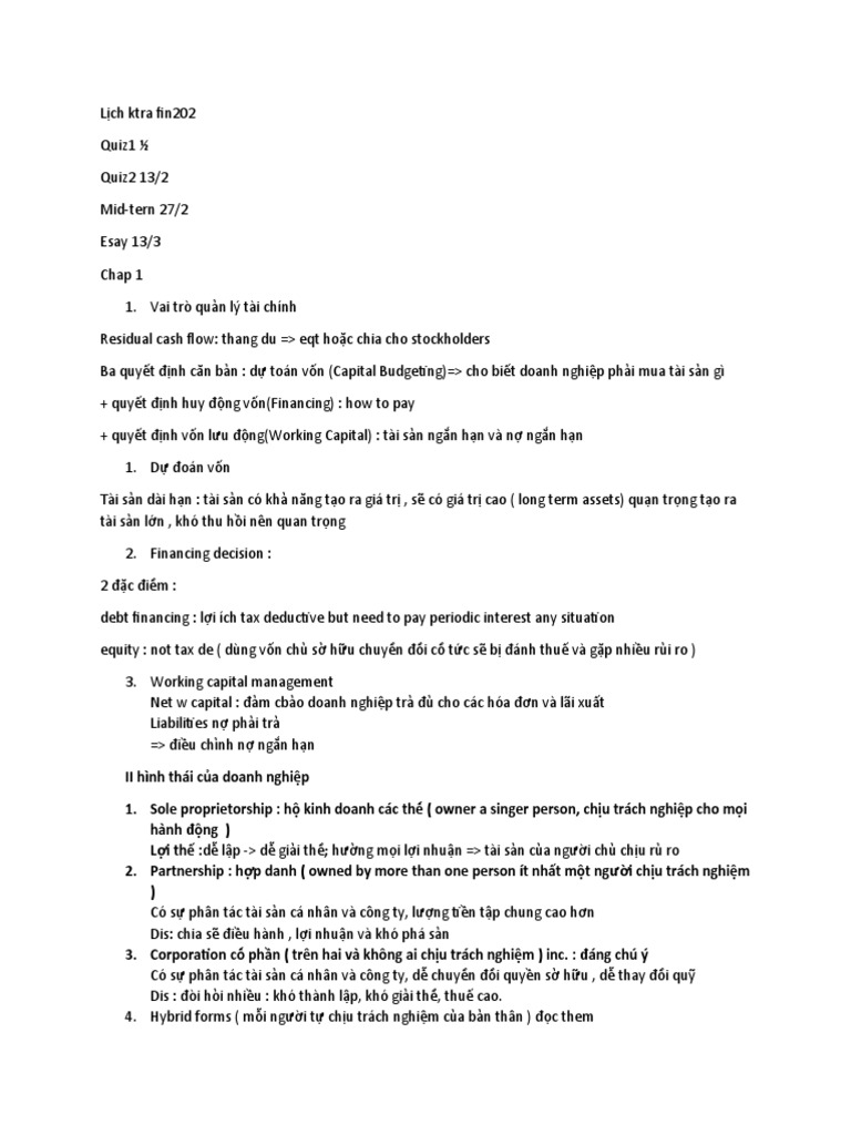 Lịch Ktra Fin202 | PDF