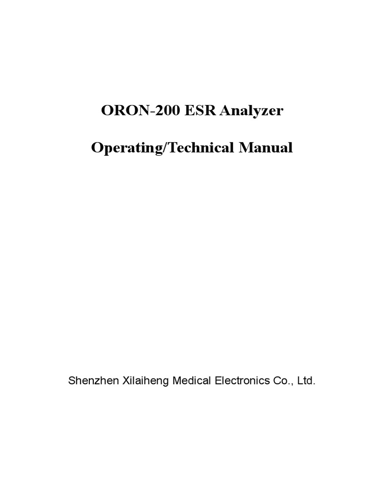 ORON200 ESR Analyzer Operation Manual | PDF | Celsius | Electrical ...