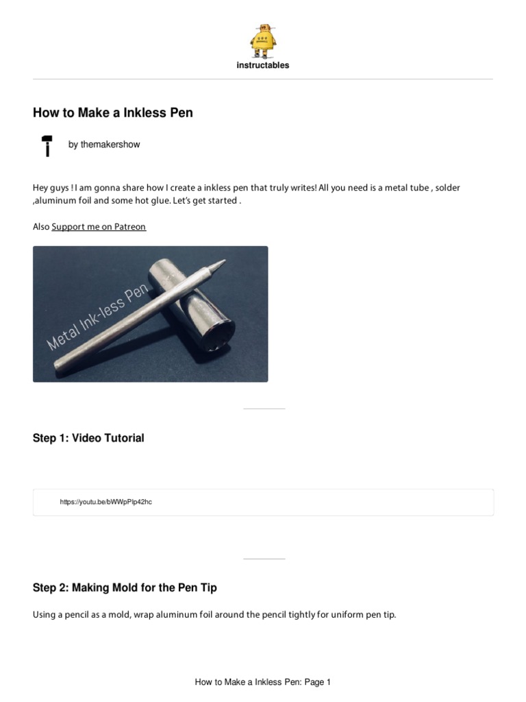 How To Make A Inkless Pen | PDF | Pen | Solder