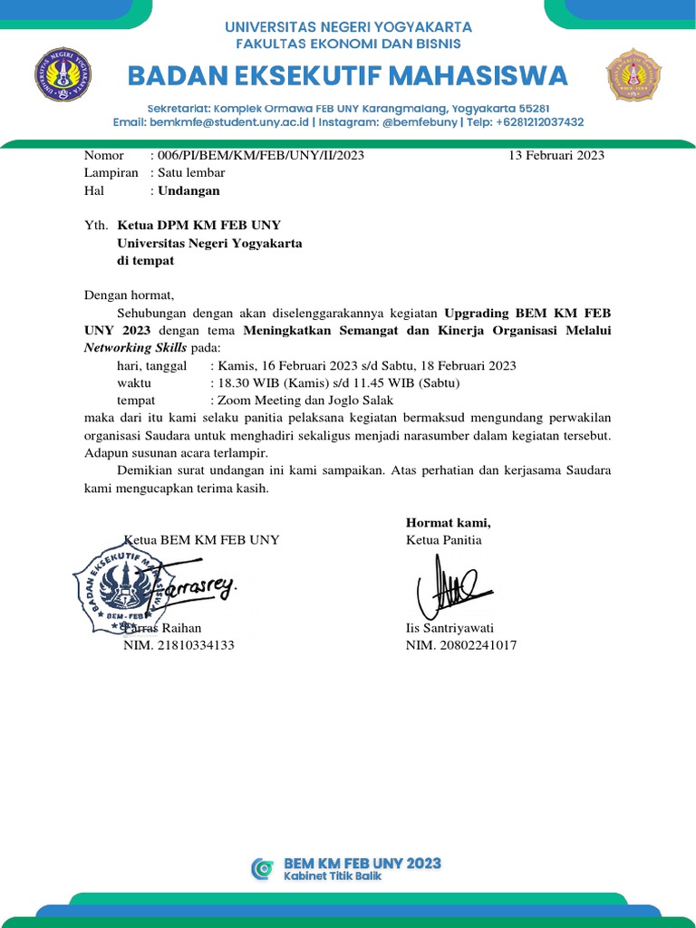 006 PI Surat Undangan DPM | PDF