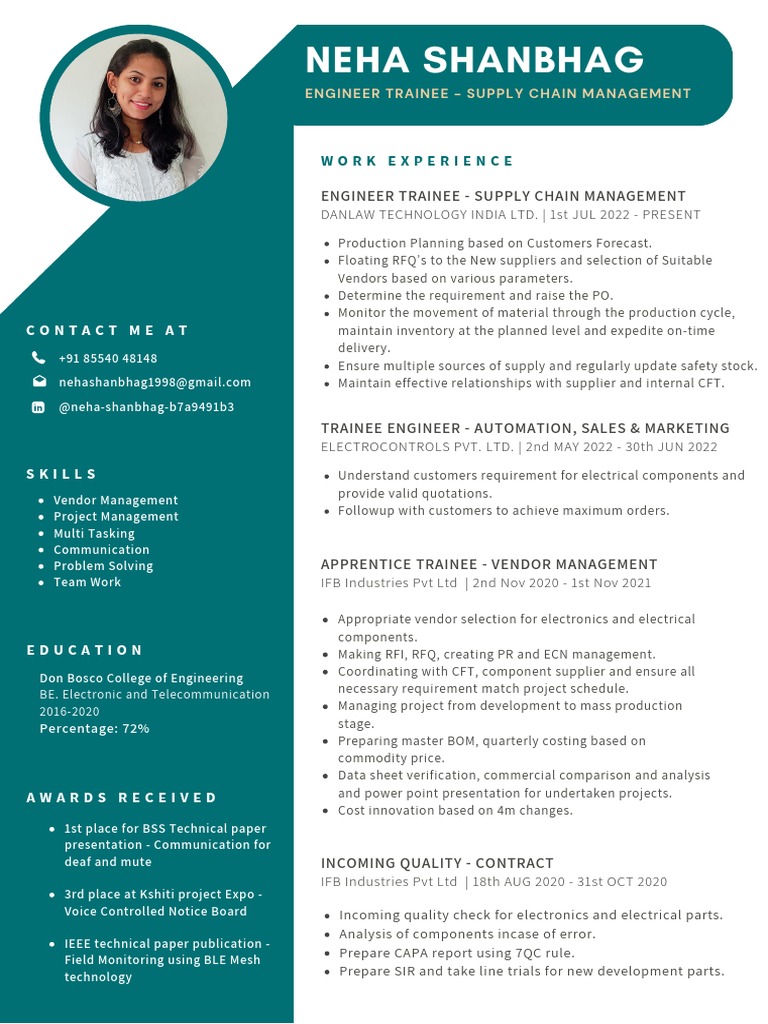 Neha Resume - Feb 2023 | PDF | Supply Chain | Supply Chain Management