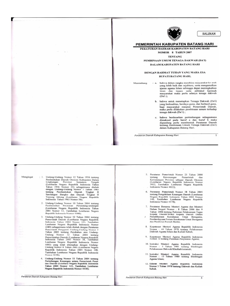 Perda Nomor 8 Tahun 2007 | PDF