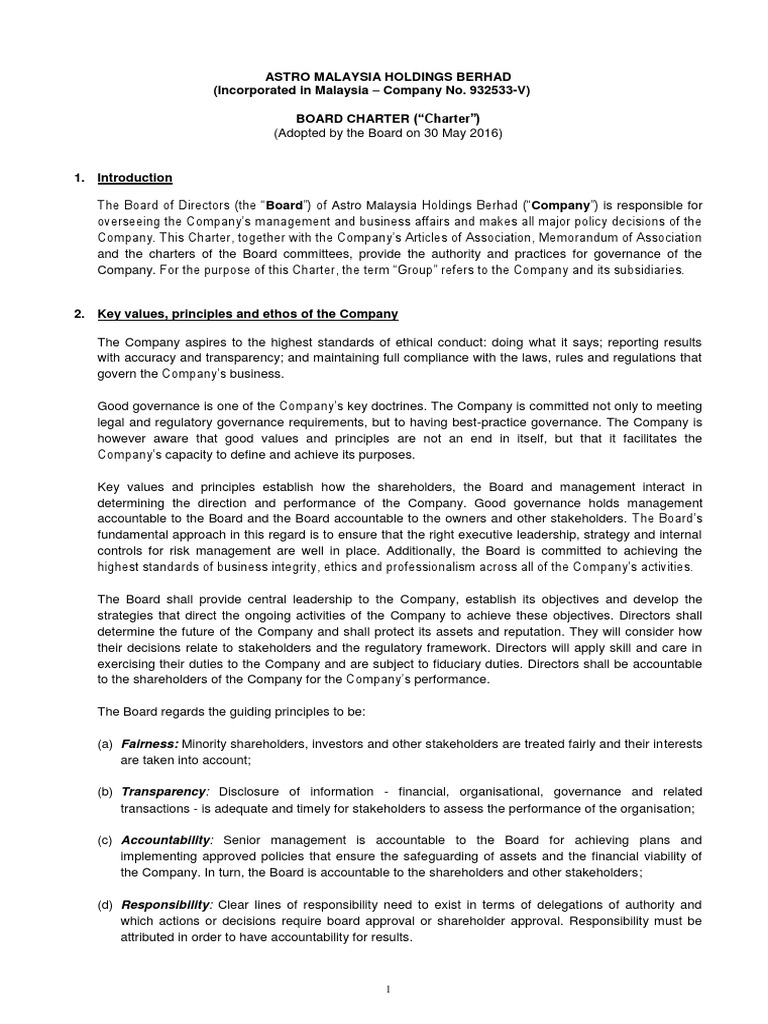 13 Board Charter ASTRO 2 | PDF | Board Of Directors | Governance