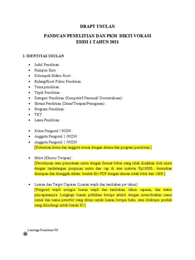 Draft Usulan Penelitian Vokasi | PDF