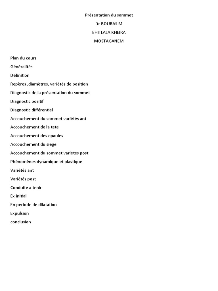 Présentation Du Sommet | Download Free PDF | Accouchement | Utérus