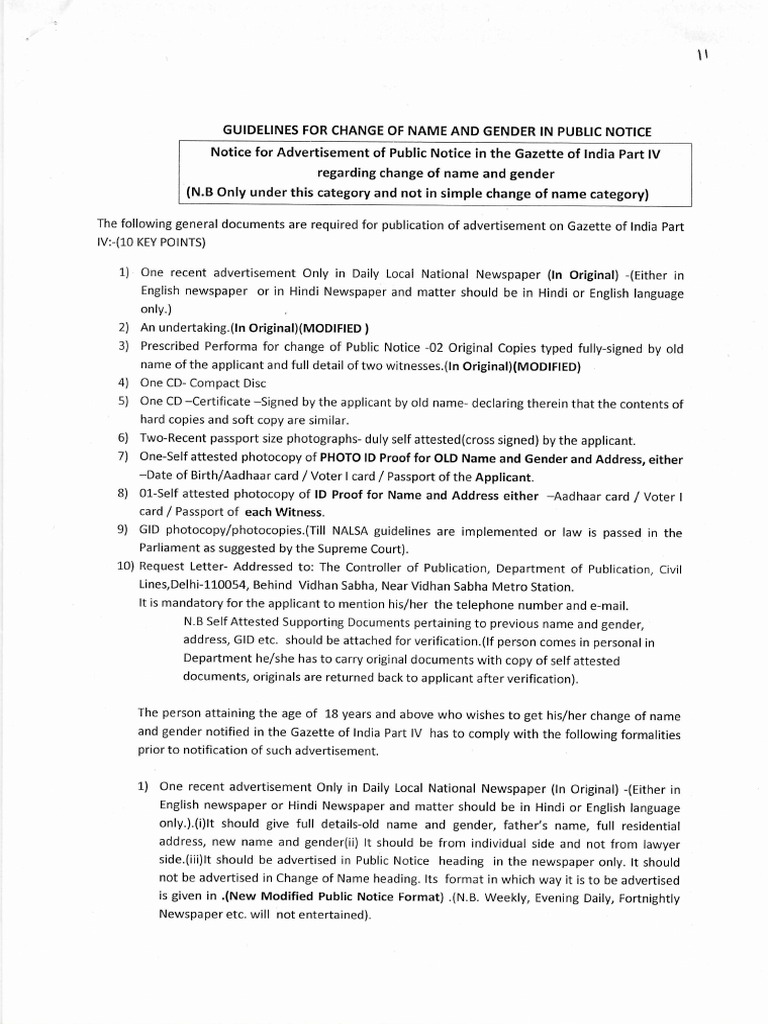 Change of Name and Gender - 1 | PDF | Newspapers | Gender
