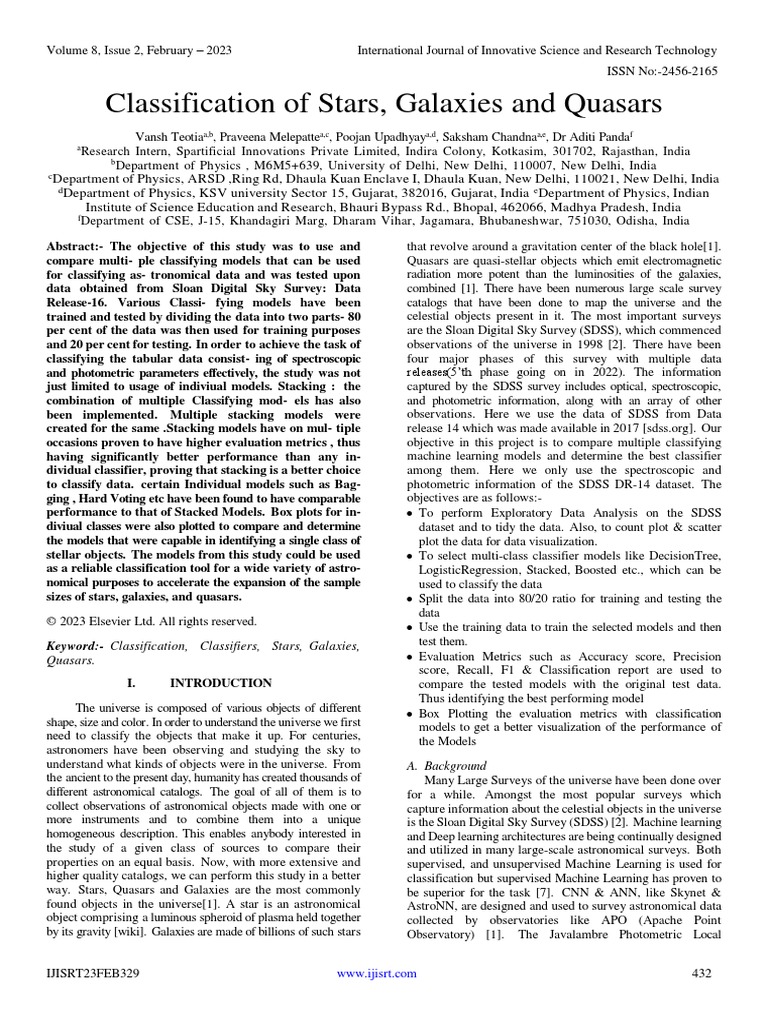 Classification of Stars, Galaxies and Quasars | PDF | Statistical ...