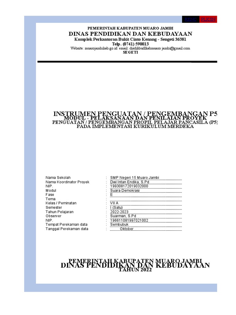 A03 INSTR-IMPLEMENTASI-P5 Suarman, S.PD | PDF | Bisnis