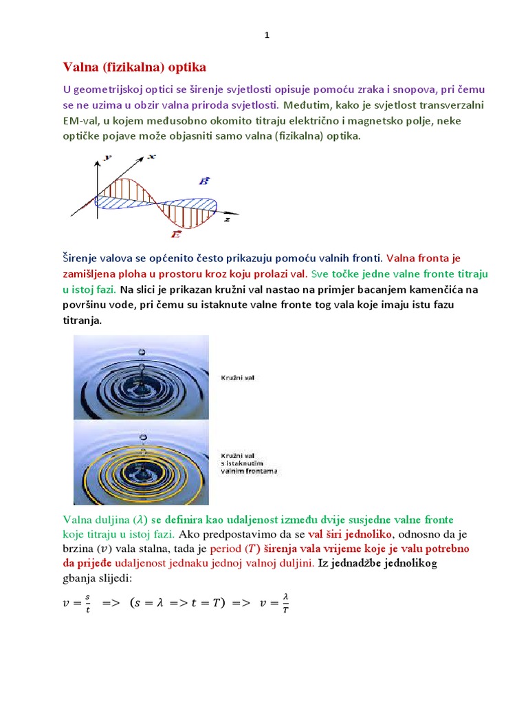 Valna Optika - Interferencija, Ogib I Polarizacija Svjetlosti | PDF