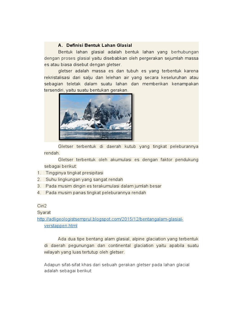 A. Definisi Bentuk Lahan Glasial: Verstappen - HTML | PDF | Sains ...