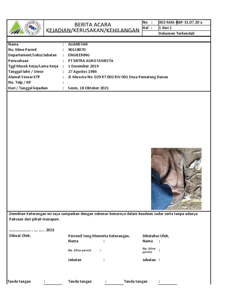 Form BA Kerusakan Kehilangan | PDF