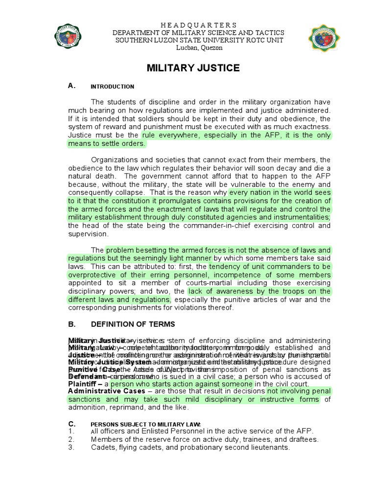 Military Justice System | Download Free PDF | Military Justice | Court ...