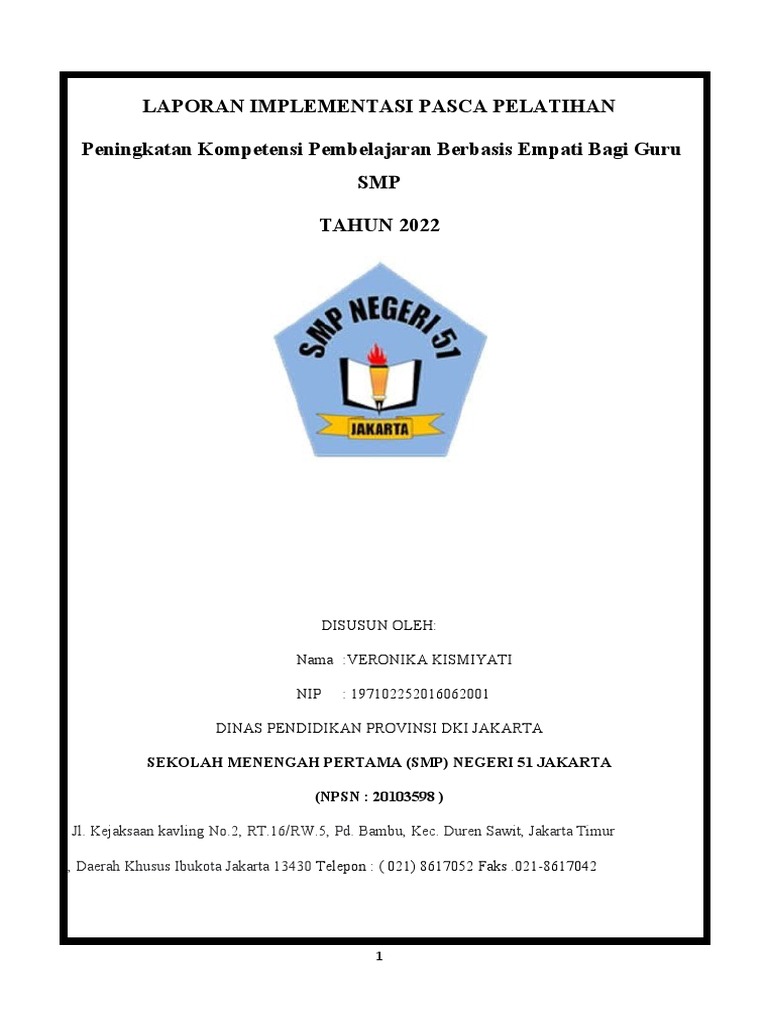 Format Laporan Implementasi Pasca Pelatihan | PDF