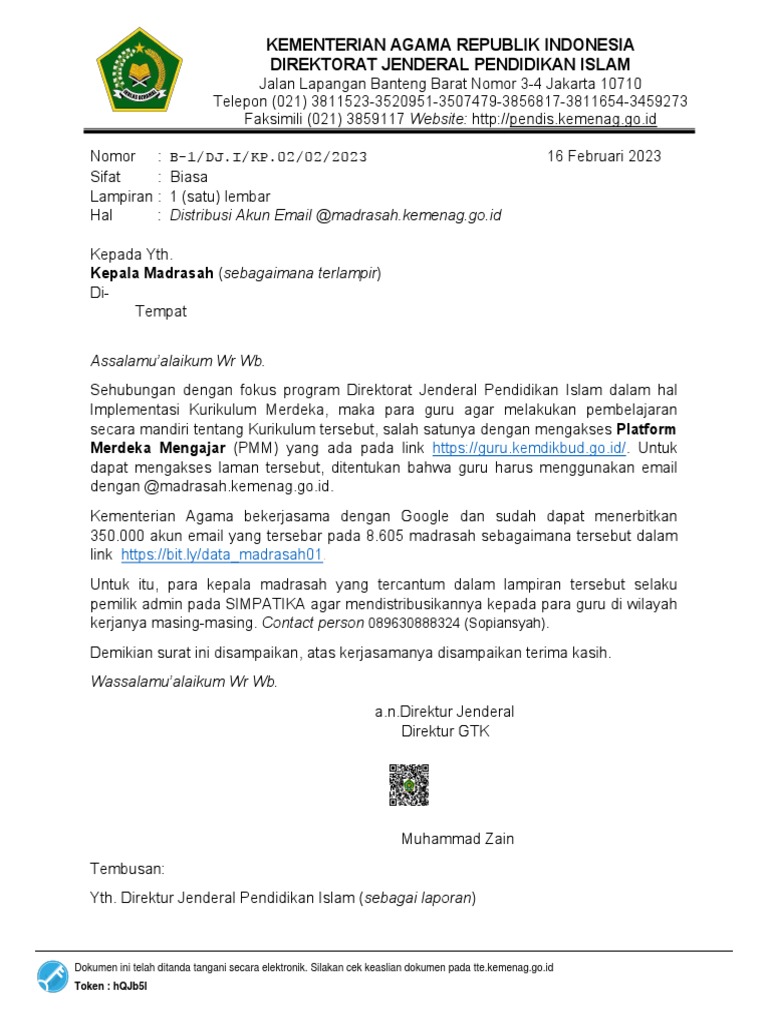 2023 - 02 - Surat Akses PMM-1 - Tte | PDF