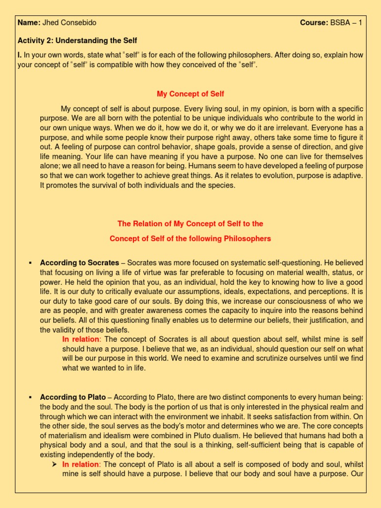 Activity 2 Understanding The Self | PDF | Soul | Philosophy Of Self