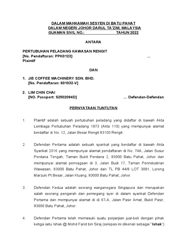 PERNYATAAN TUNTUTAN PPK Rengit | PDF