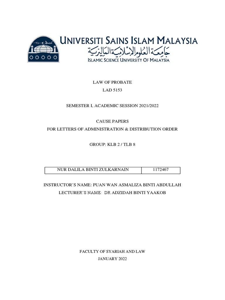 CAUSE PAPERS FOR LA & DISTRIBUTION ORDER-draft | PDF