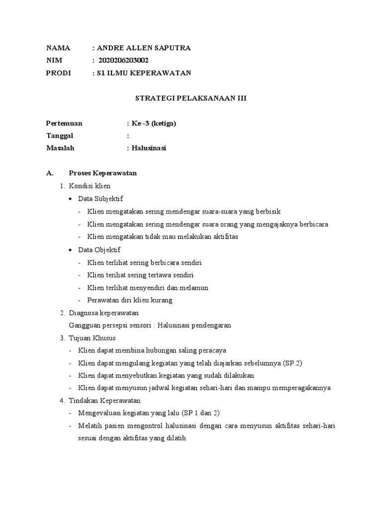 Strategi Atasi Halusinasi Pendengaran | PDF