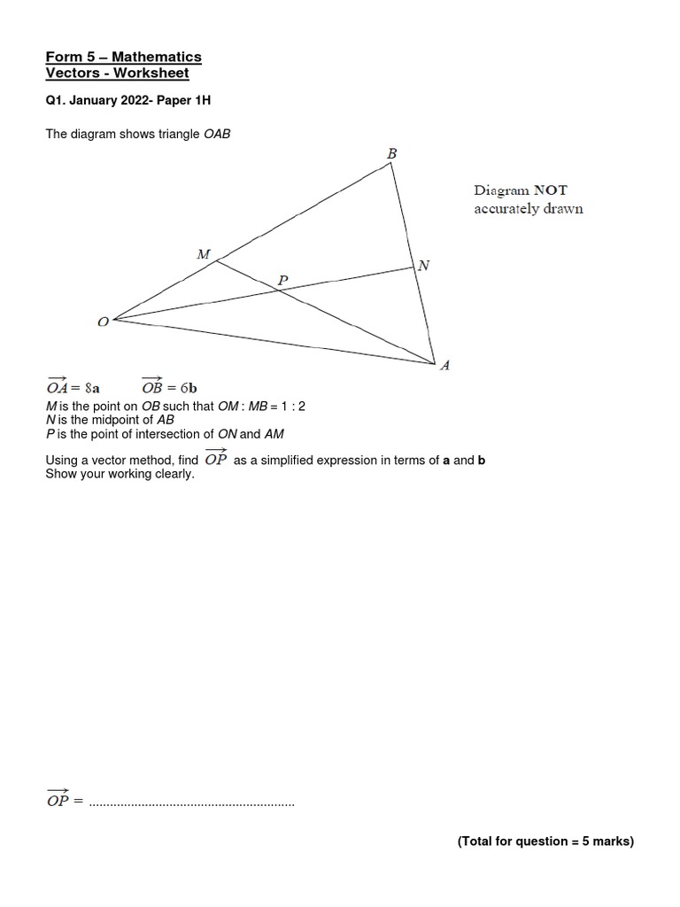 Vectors - Worksheet | PDF