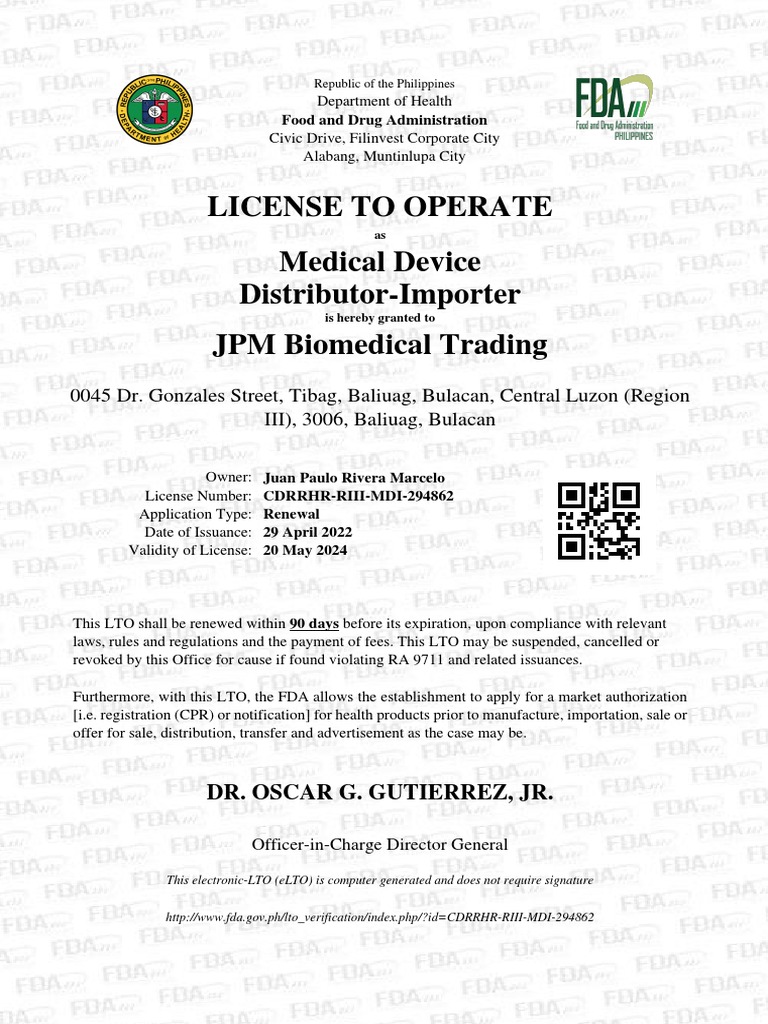 Fda Lto 2022 | PDF | Food And Drug Administration | License