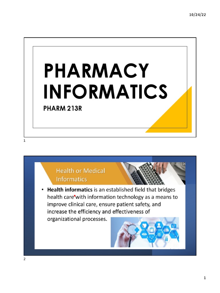 Pharmacy Informatics Essentials | PDF | Wellness | Science & Mathematics