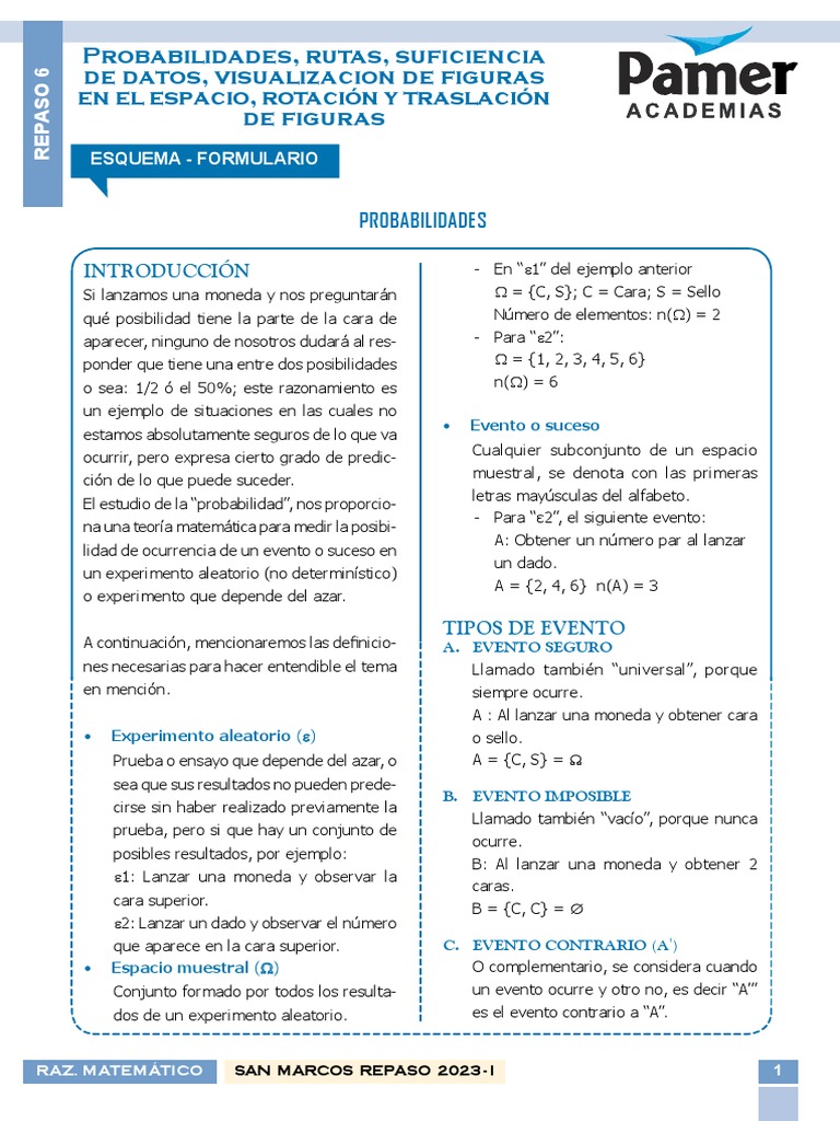 RM - R6 - Prob, Rutas, Suficiencia de Datos, Visualizacion de Figuras en El Espacio | PDF ...