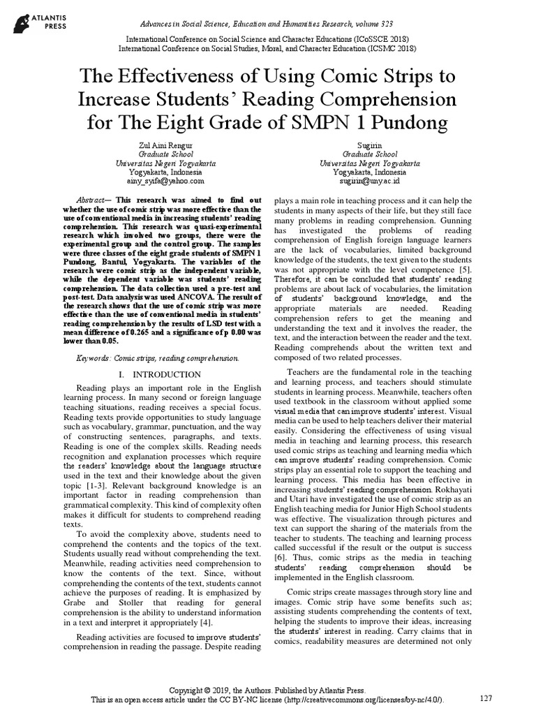 The Effectiveness of Using Comic Strips To Increase Students' Reading ...