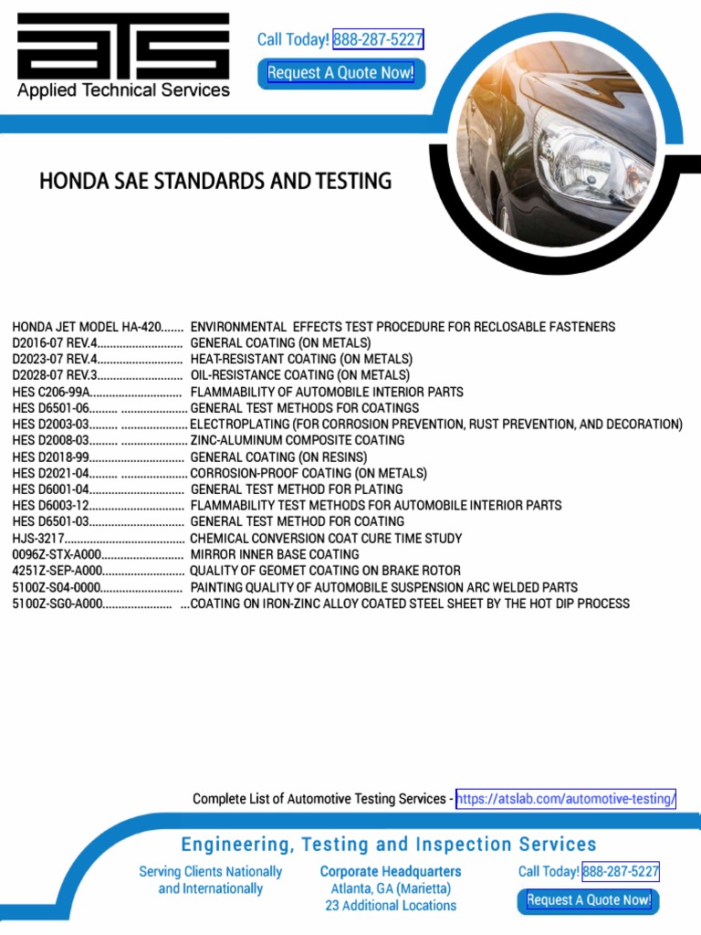 Honda SAE Standards and Testing Overview | PDF | Business | Computers