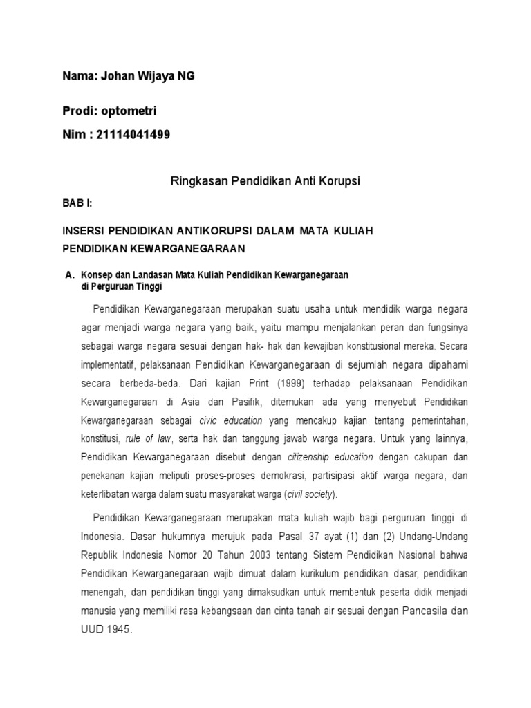 Pendidikan Antikorupsi di Indonesia | PDF | Ilmu Sosial