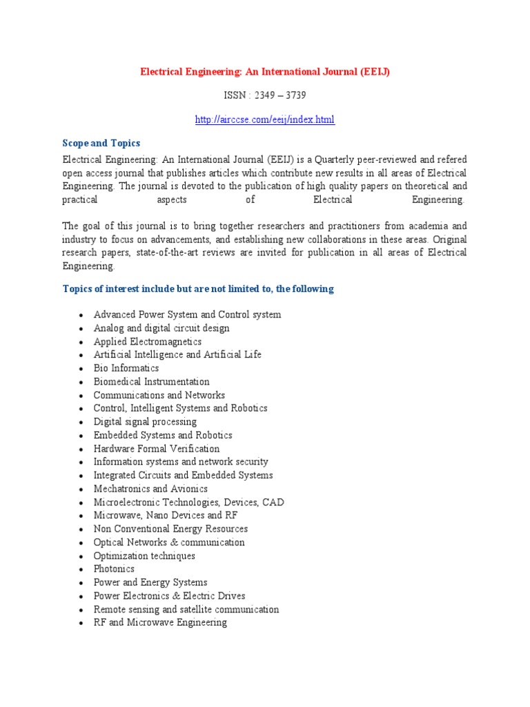 Electrical Engineering Journal Guide | PDF | Electrical Engineering | Computing