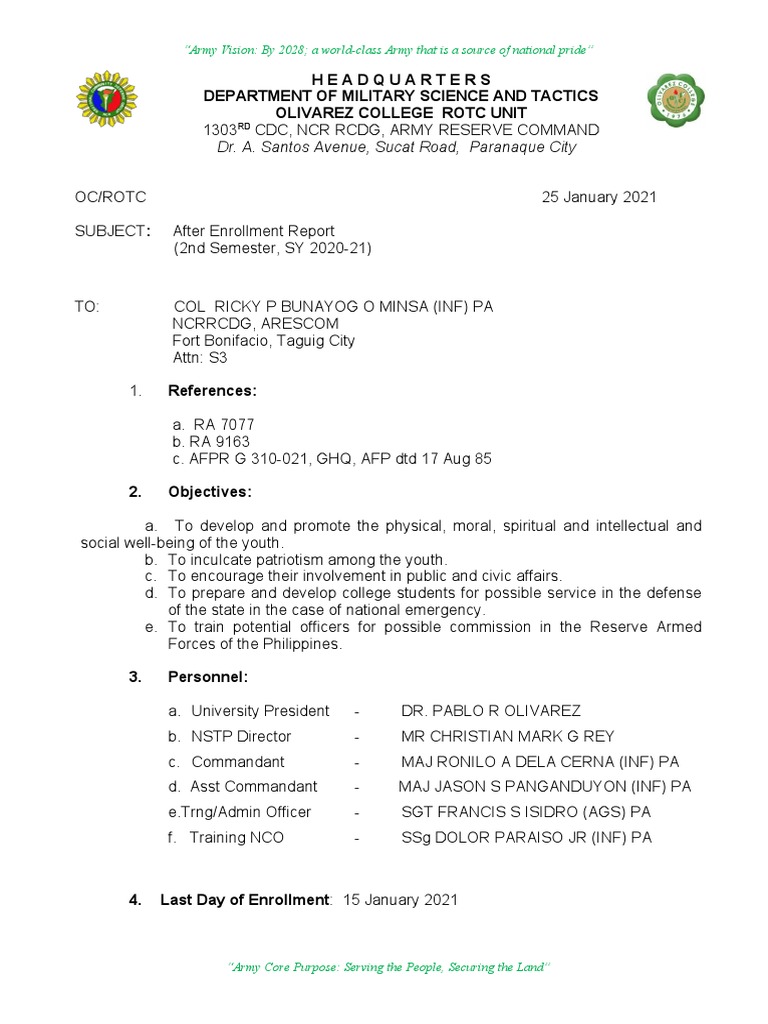 After Enrollment Report 2nd Sem Sy 2020 2021 Oc 1 2 | PDF | Reserve ...
