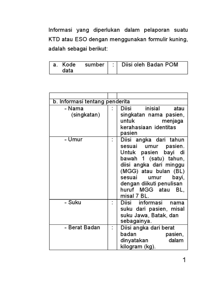 Informasi Yang Diperlukan Dalam Pelaporan Suatu KTD Atau ESO Dengan ...