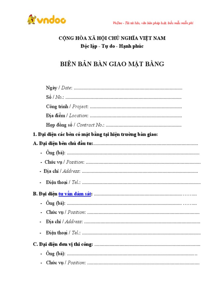 Mau Bien Ban Ban Giao Mat Bang Chuan Nhat | PDF