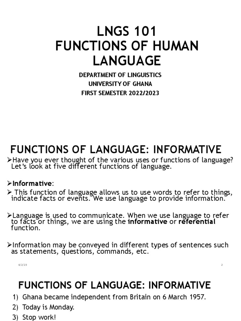 Functions of Language | PDF | Psychology | Psychological Concepts