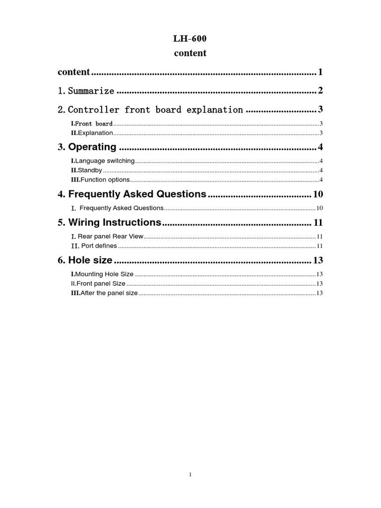 LH 600 (英文版) | PDF | Manufactured Goods | Electronics