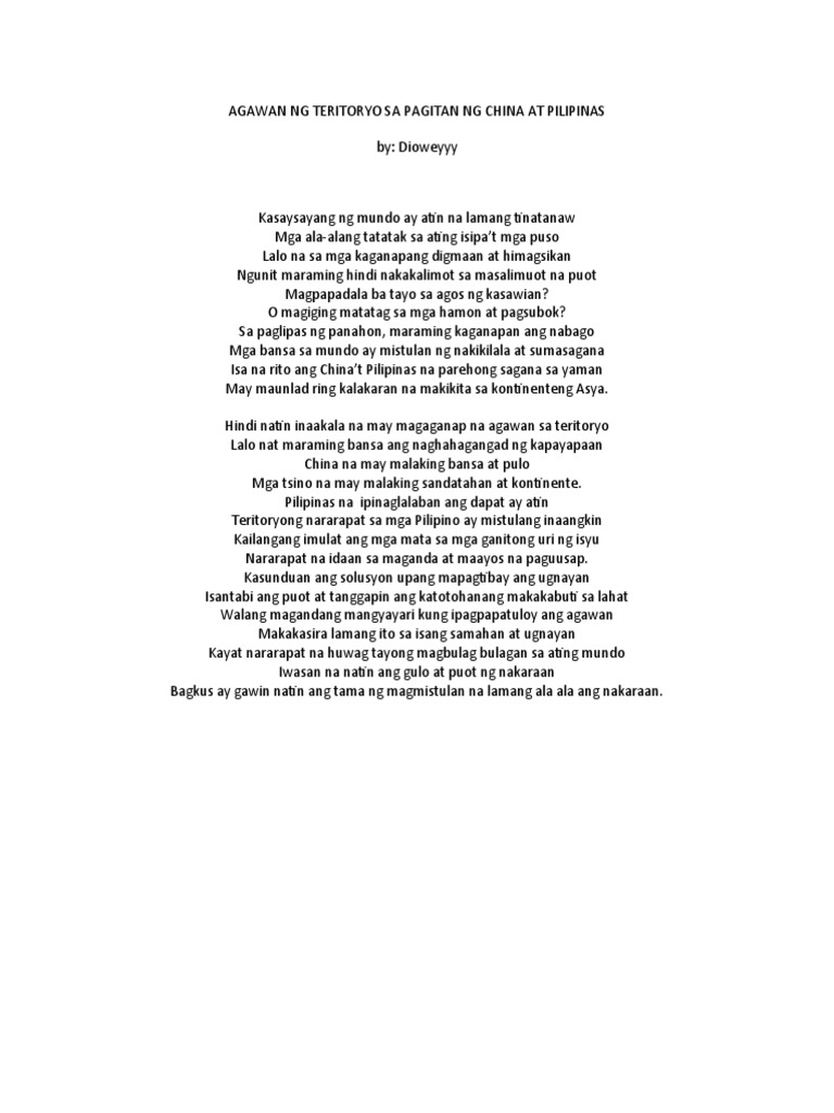 Agawan NG Teritoryo Sa Pagitan NG China at Pilipinas | PDF