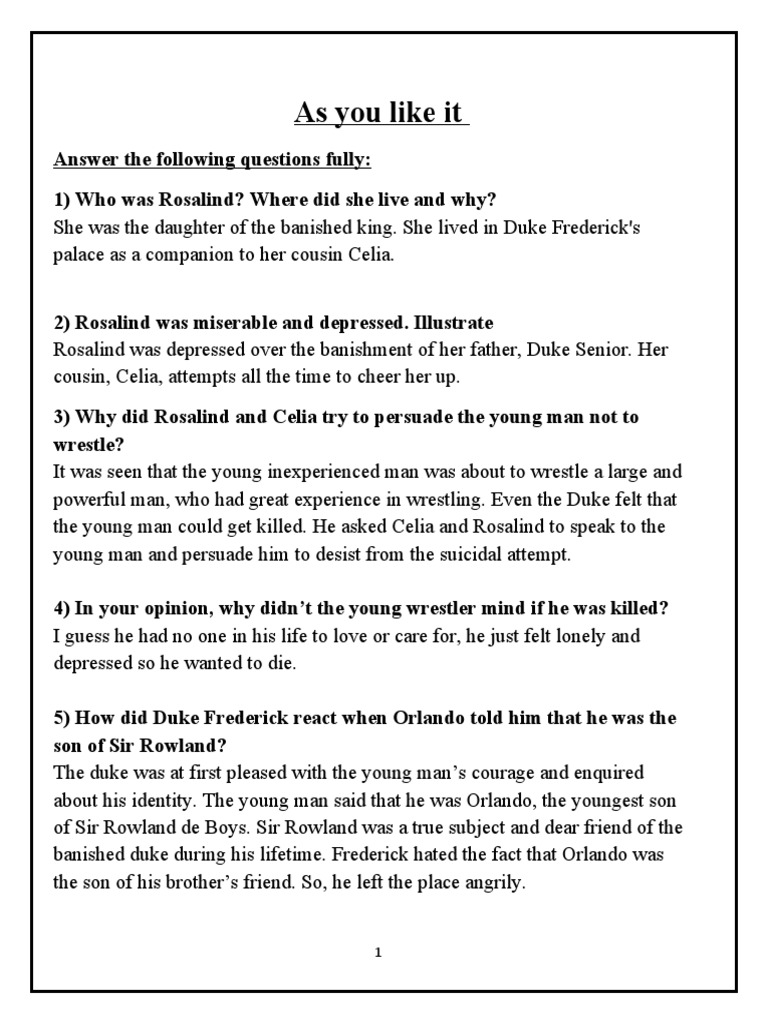 As You Like It | PDF