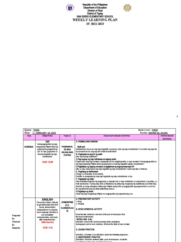 WLP - Q3wk1day4 - February 16, 2023 | PDF
