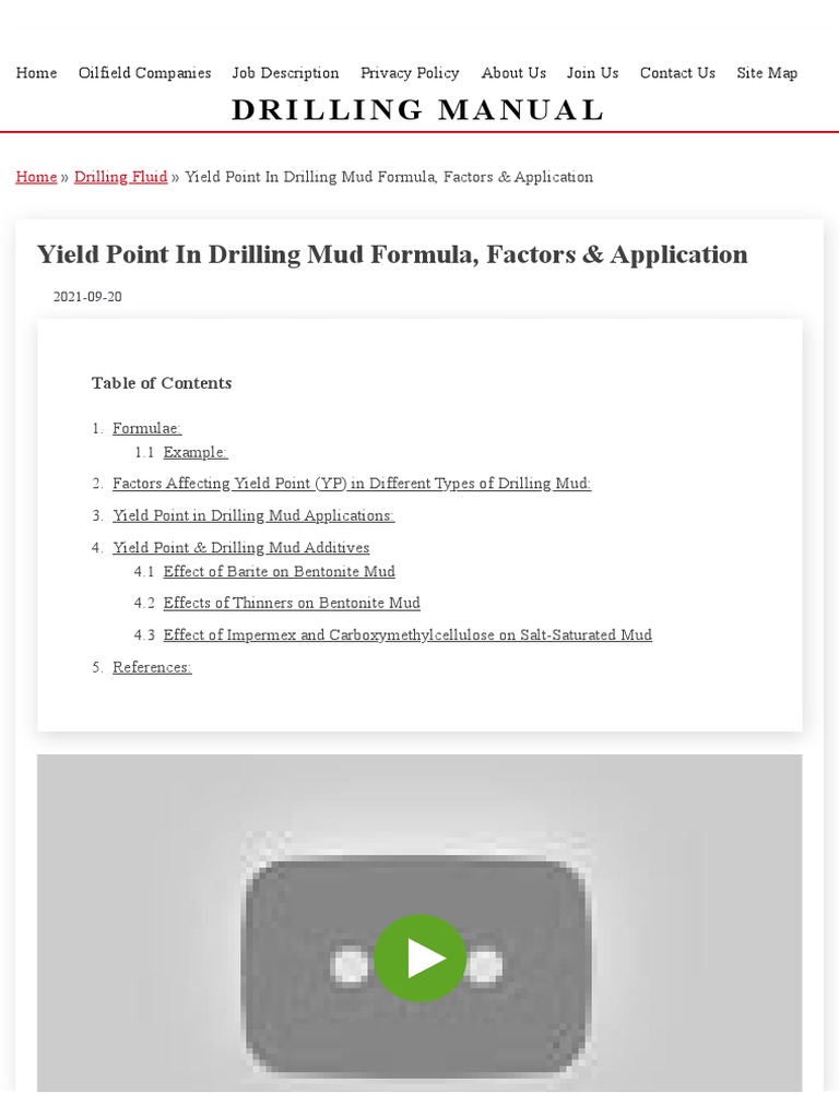 Yield Point in Drilling Mud Formula, Factors & Application - Drilling Manual | PDF | Shear ...