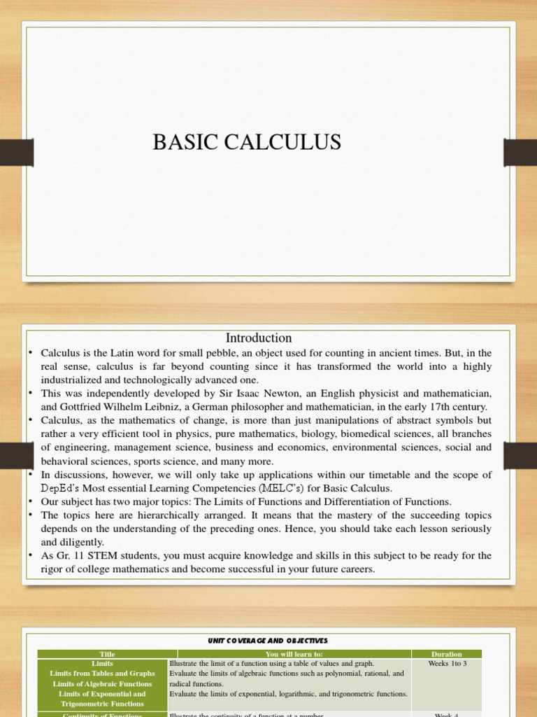 Basic Cal Wk. 1 Session 1 Lecture | Download Free PDF | Derivative | Calculus