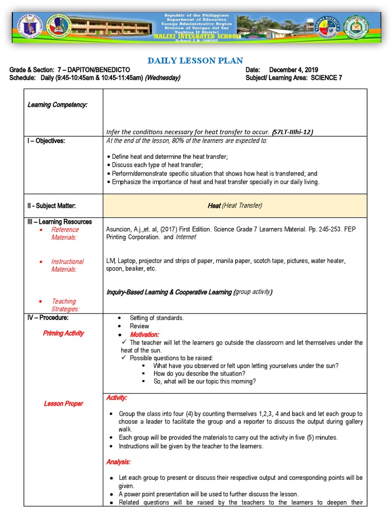 SCIENCE 7 DLP For Class Observation (3rd Quarter) | PDF | Learning | Lesson Plan