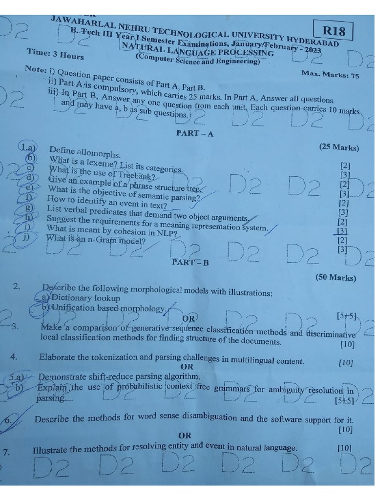 NLP QP 22-23 Feb | PDF
