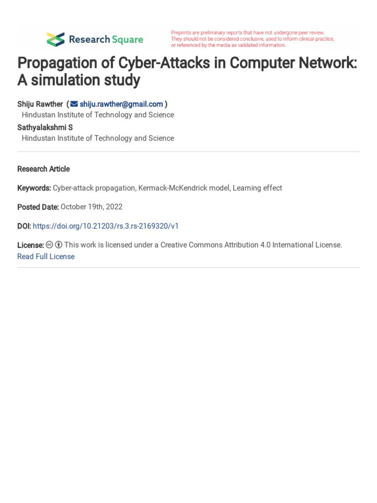 Propagation of Cyber-Attacks in Computer Network A | PDF | Computer Security | Security