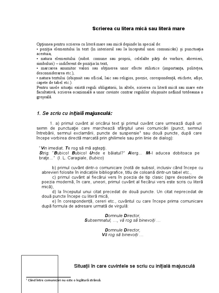 Curs 4-Scrierea Cu Litera Mica Sau Mare | PDF