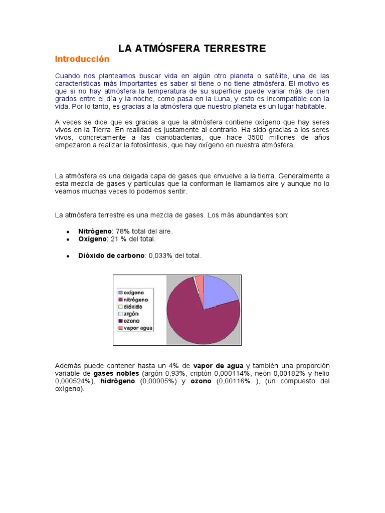 La Atmósfera Terrestre | PDF | Atmósfera | Dióxido de carbono