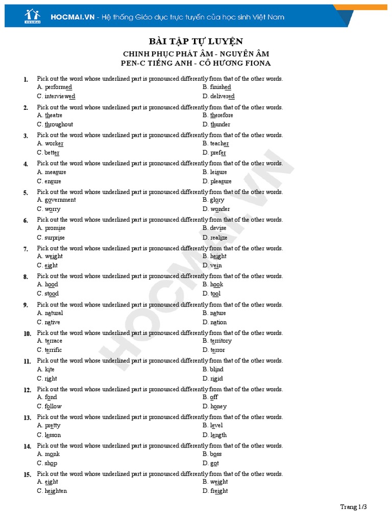 B1-Phát Âm-Nguyên Âm | PDF