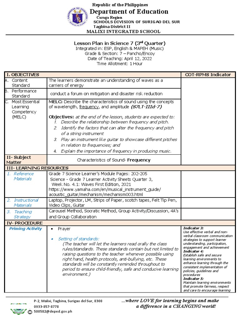 Grade 7 Science Lesson on Sound Waves | PDF | Sound | Frequency