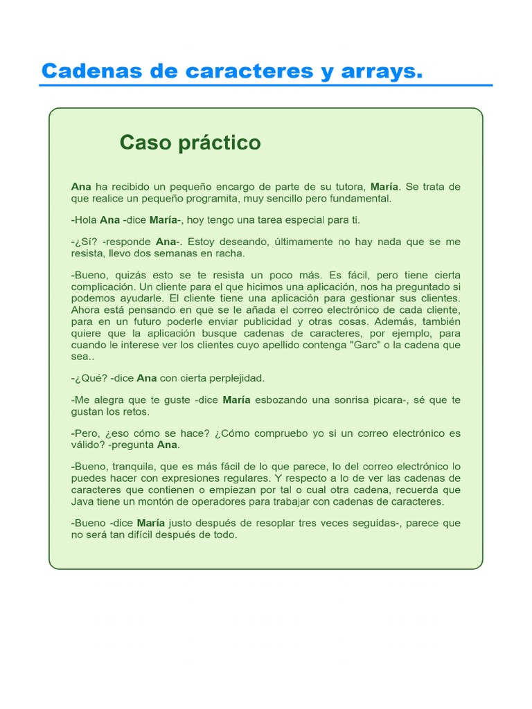 Cadenas de Caracteres y Arrays. | PDF Cadenas de Caracteres y Arrays. | PDF